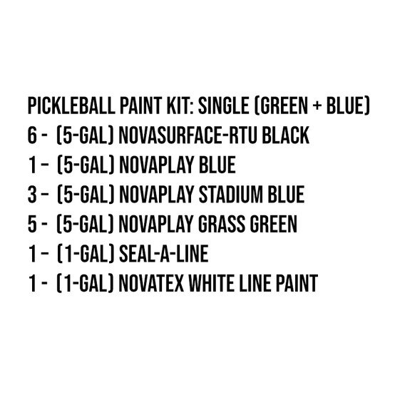 Single Pickleball Court Paint Kit: Green + Blue